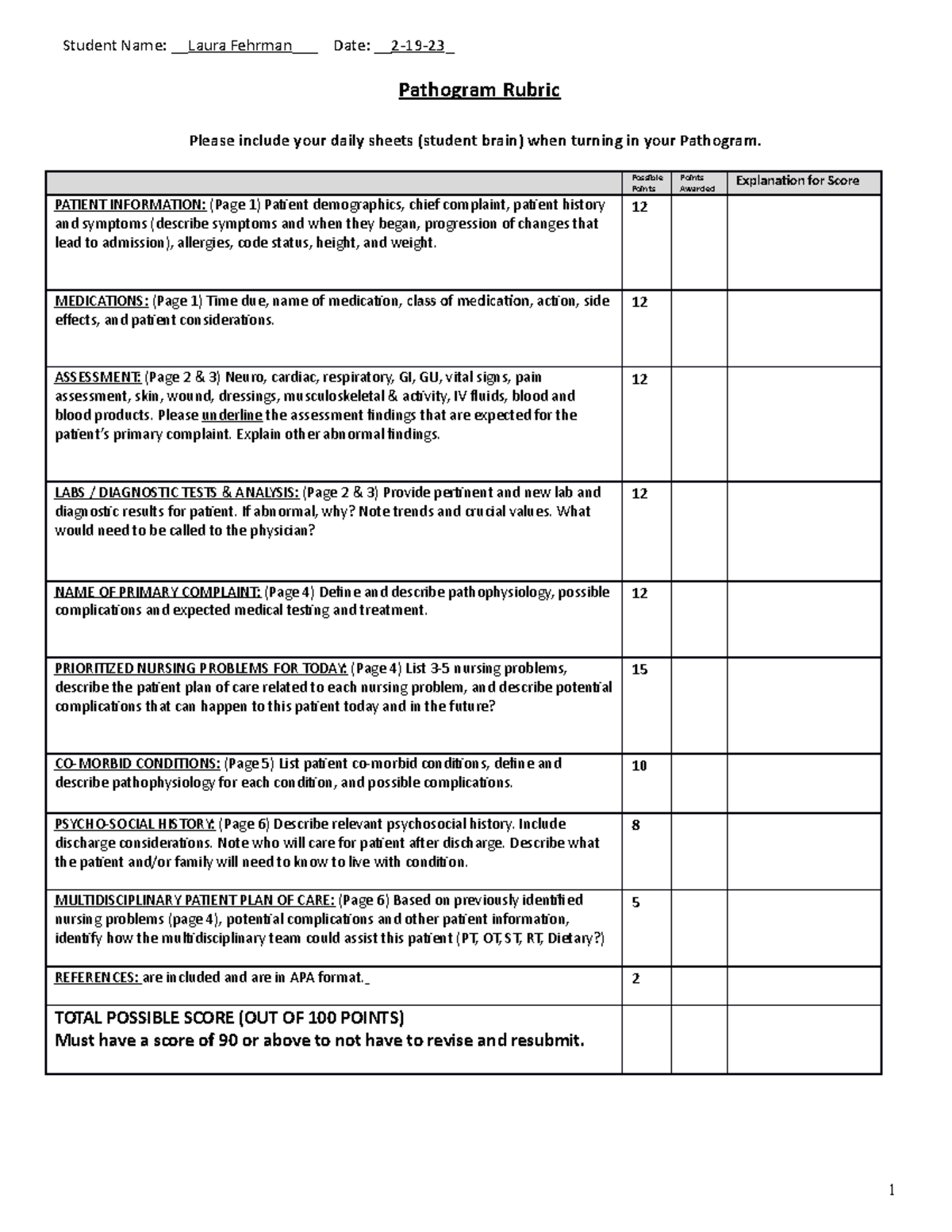 Pathogram - notes - Student Name: Laura Fehrman_ Date: _2-19-23 ...