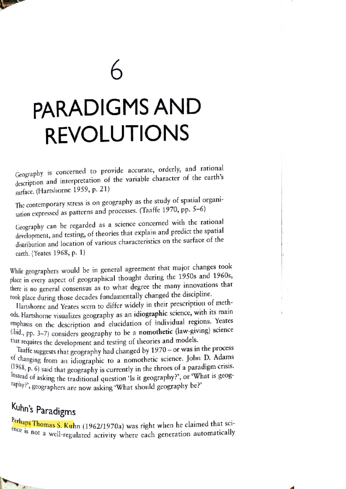 Paradigmes EGT - paradigms in geography - 6 PARADIGMS AND REVOLUTIONS ...