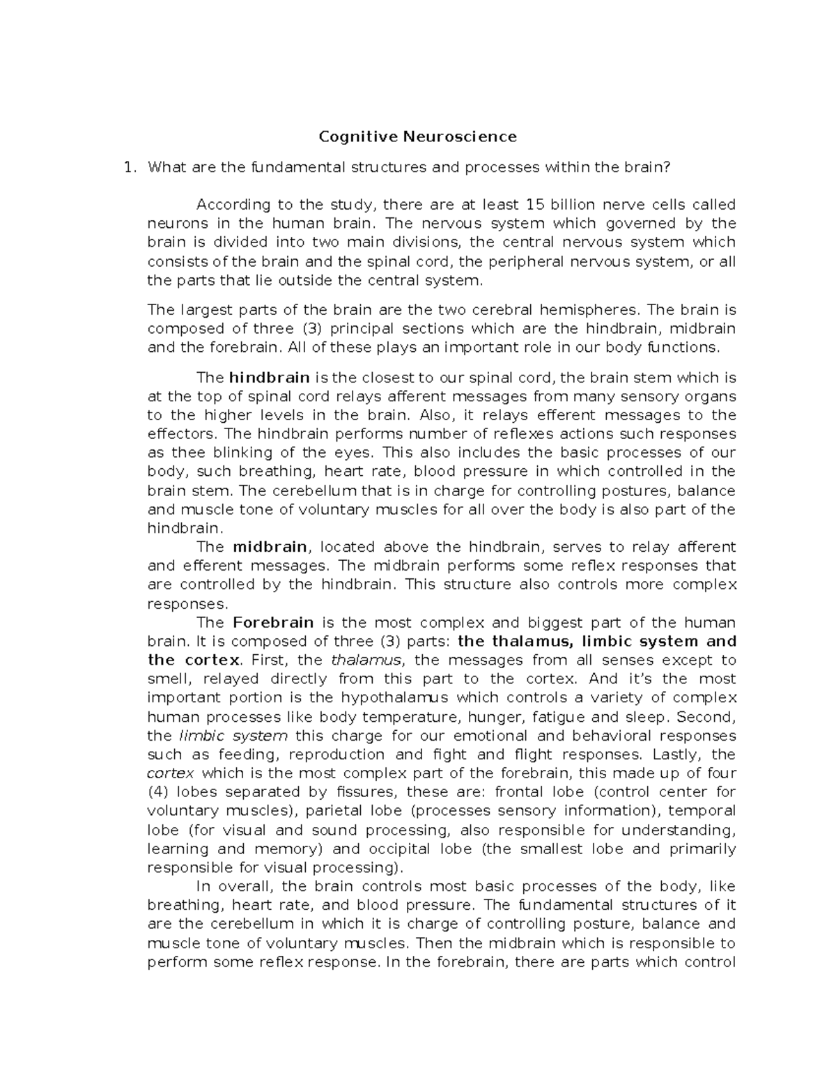 Cognitive Neuroscience - Cognitive Neuroscience What are the ...