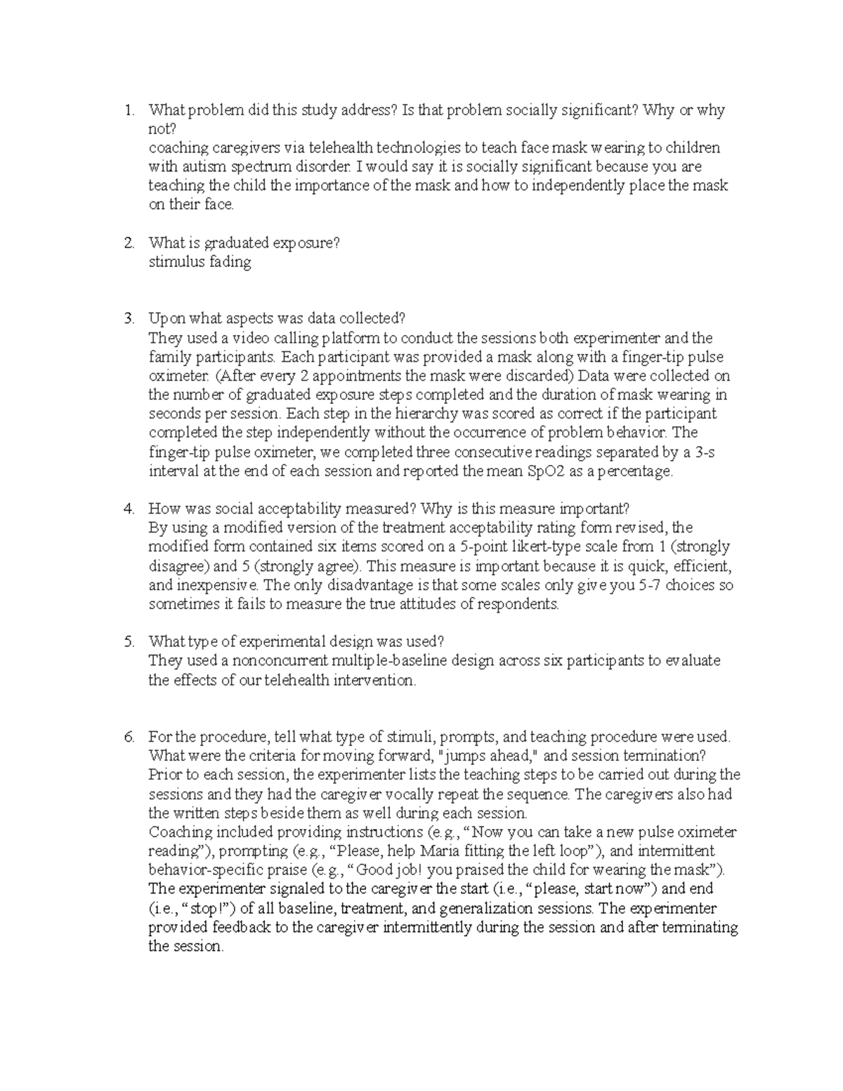 Article Questions and Answers - What problem did this study address? Is ...