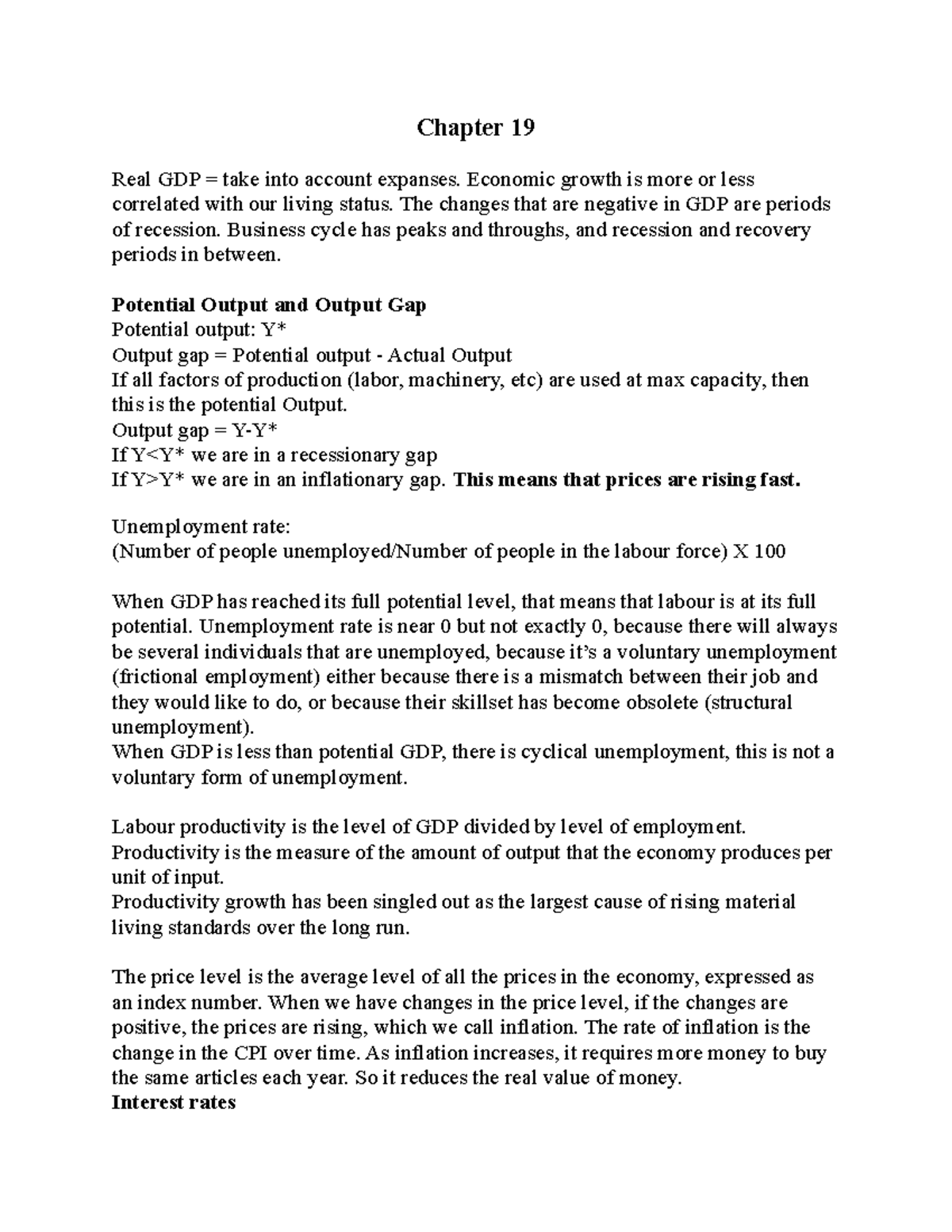 ECON 203 test 2 - Chapter 19 Real GDP = take into account expanses ...