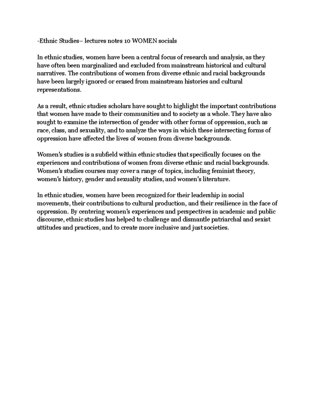 Ethnic%20Studies%20Notes%2010 -Ethnic Studies– lectures notes 10 WOMEN ...
