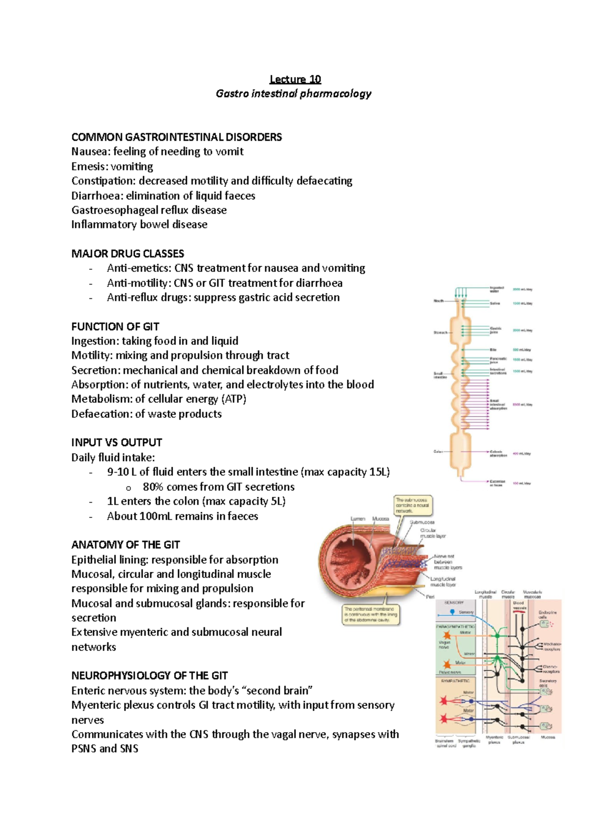 Lecture 10 - gastrointestinal pharmacology - Lecture 10 Gastro ...