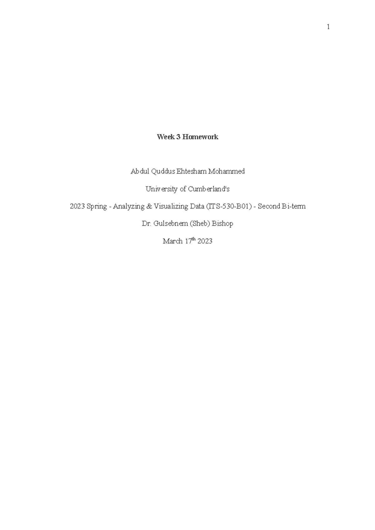 Week 3 Homework - programming - Week 3 Homework Abdul Quddus Ehtesham ...