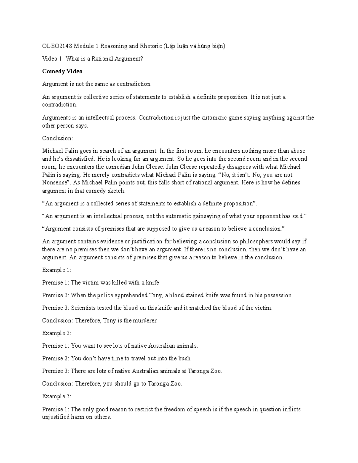 OLET2148 Comprehensive Lecture Note Module 1 - OLET2148 - USyd - Studocu
