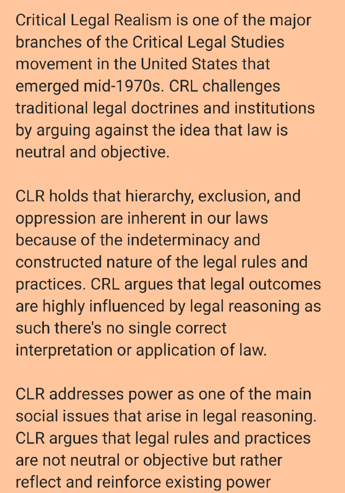 Critical Legal realism - JUR 310 - Studocu