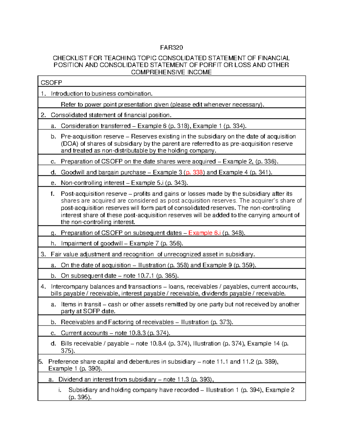 FAR320 CFS Content Checklist 2 (2)( Latest) - FAR CHECKLIST FOR ...