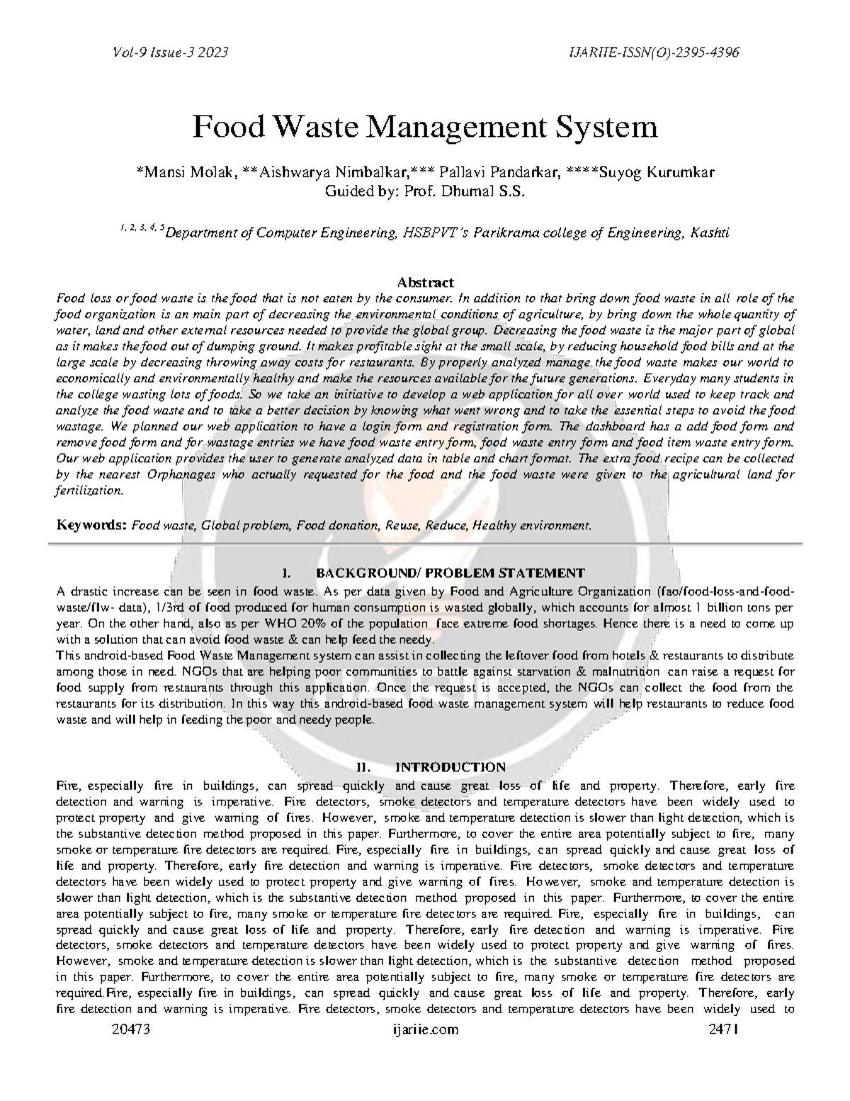 Food Waste Management System ijariie 20473 - Food Waste Management System Mansi Molak, Aishwarya ...