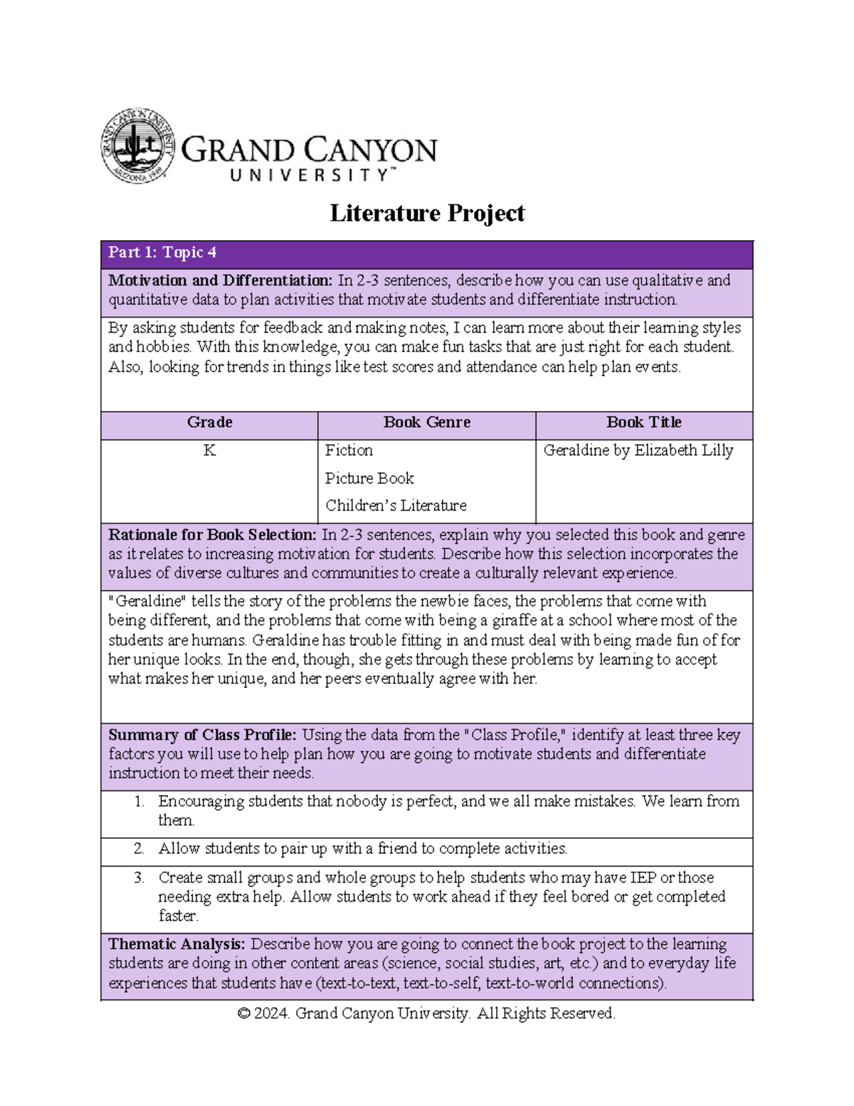 REA 305 Week 4 - Children Literature Week 4 - Literature Project Part 1 ...