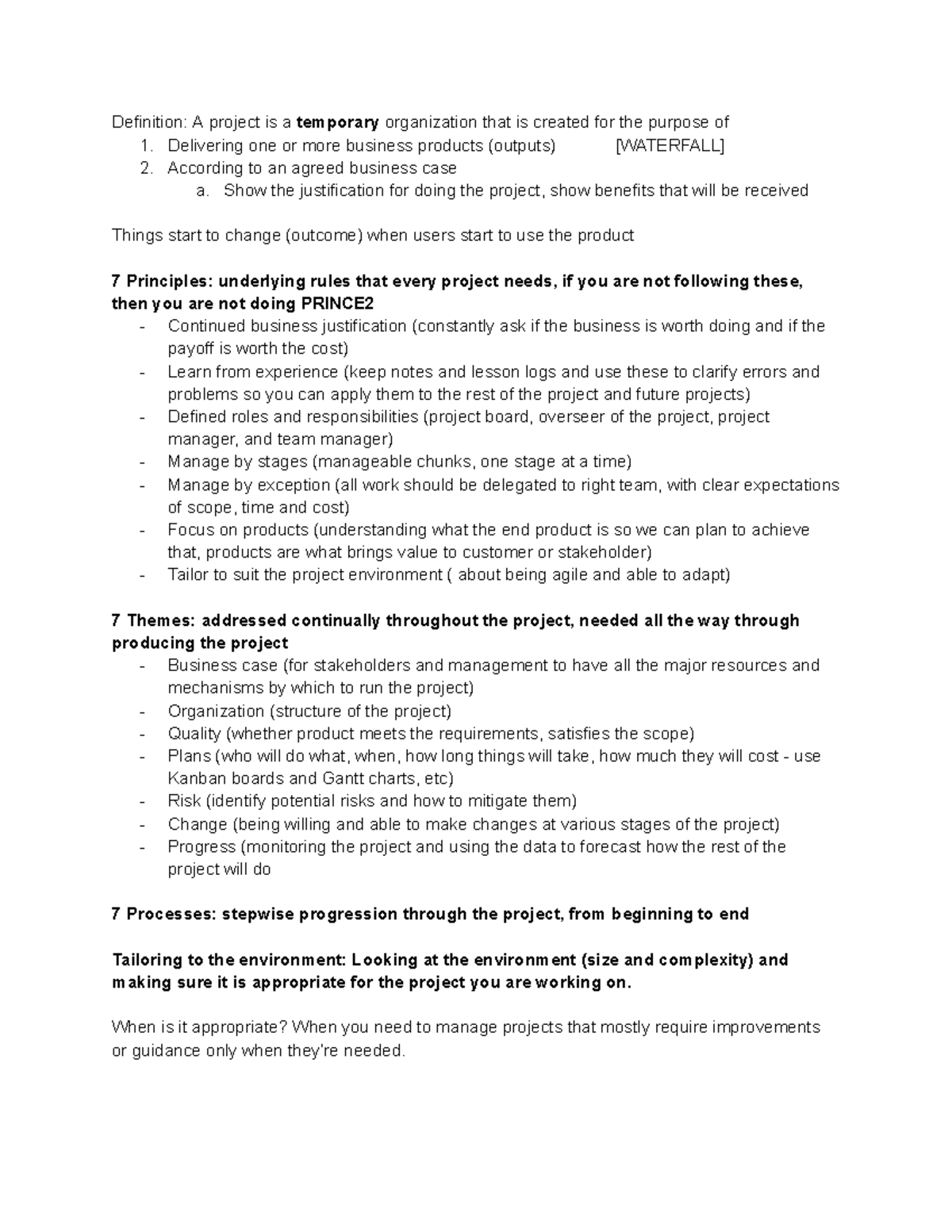 Prince 2 Development - A full final project and a description of each ...