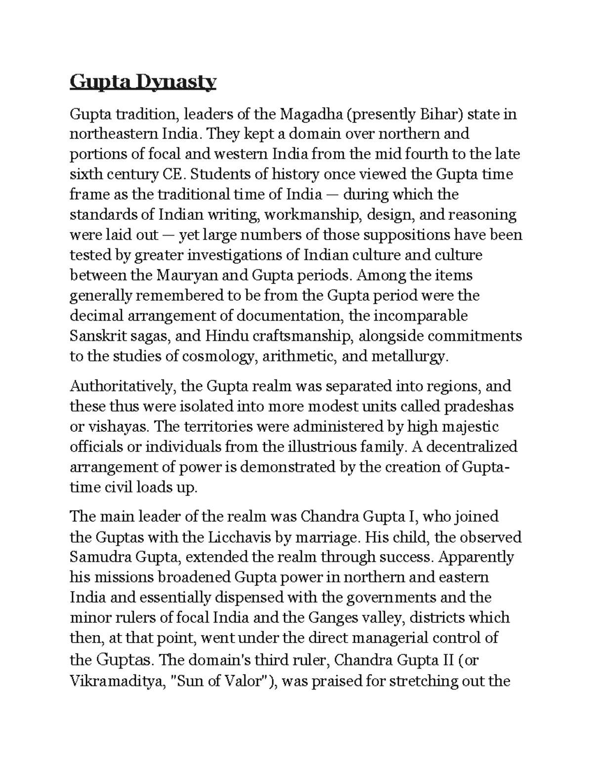 Gupta Dynasty - Gupta Dynasty Gupta tradition, leaders of the Magadha ...