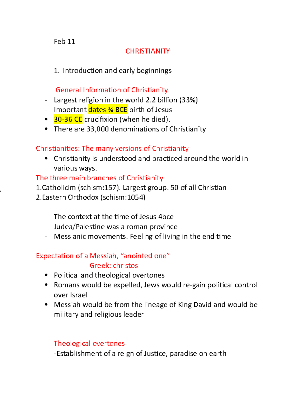 Christianity lecture - the introduction of the course - Feb 11 ...