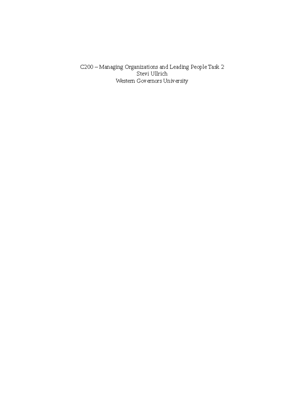 Assignment 2 Organizational Leadership Evaluation and SWOT Analysis ...