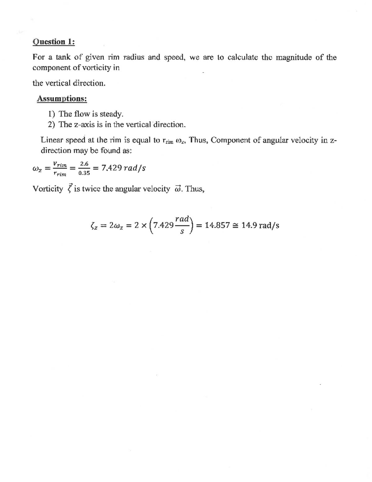 HW4-2(1) - HOMEWORK FOR CHAPTER 4 - 5 Question 1: For a tank of given ...