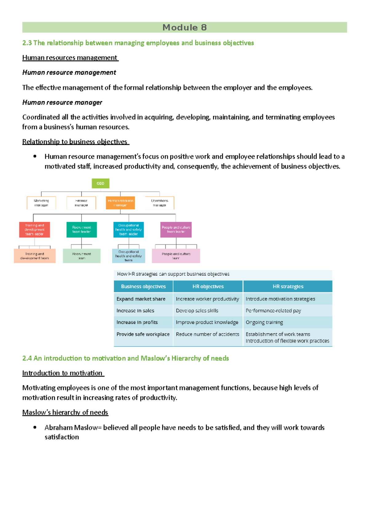 Module 8 - Module 8 2 The relationship between managing employees and ...