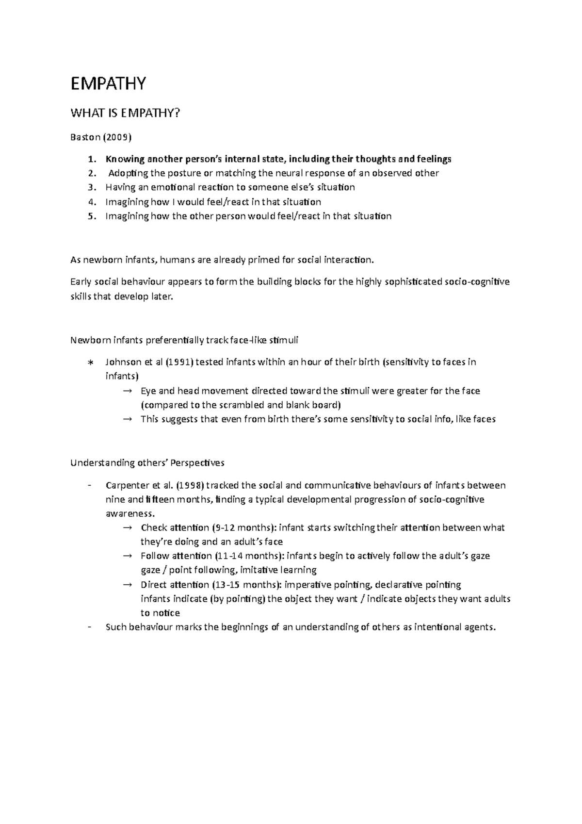 Empathy - Lecture notes 4 - PSYU9A3 - Stirling - Studocu