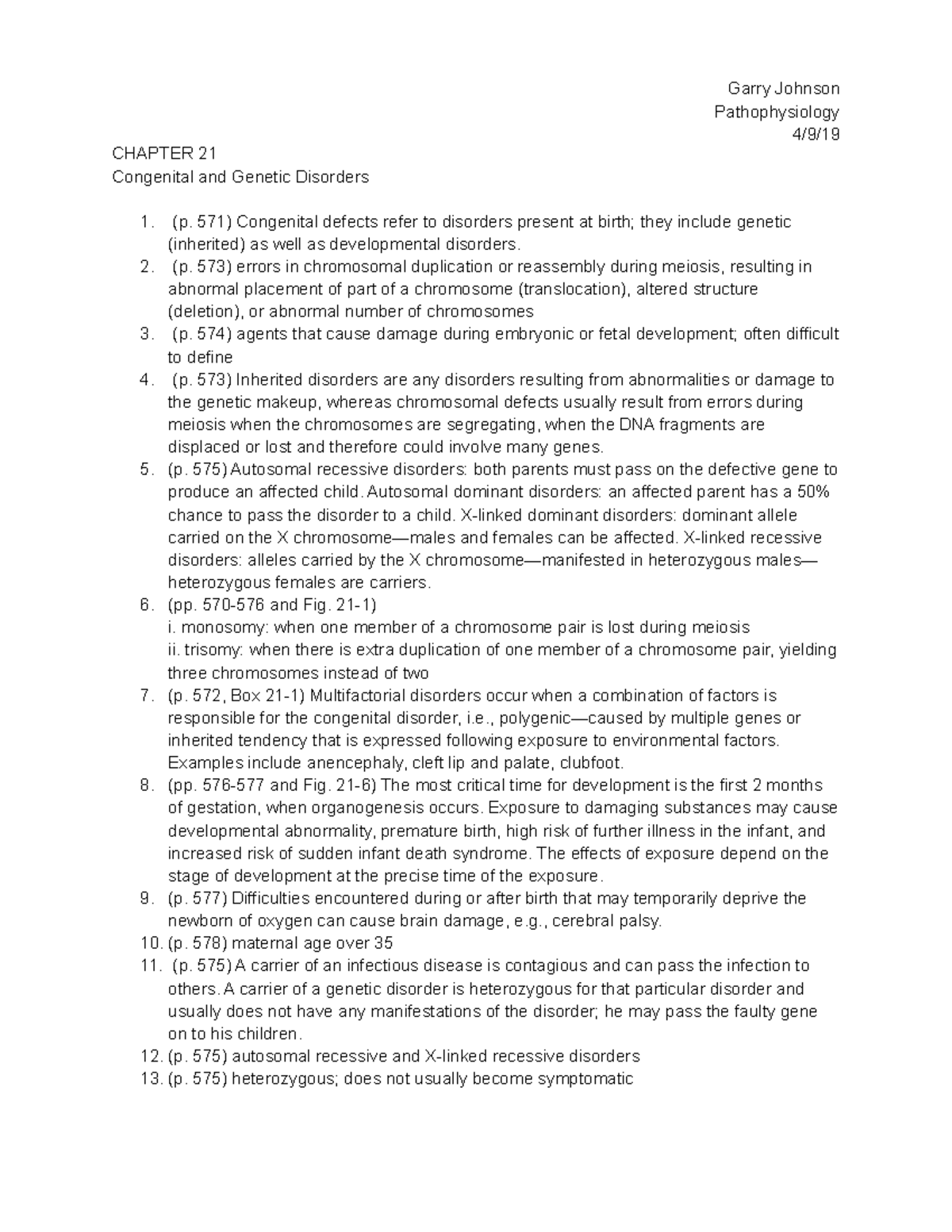 Worksheet 3 - assignment on chapter 21- congenital and genetic ...