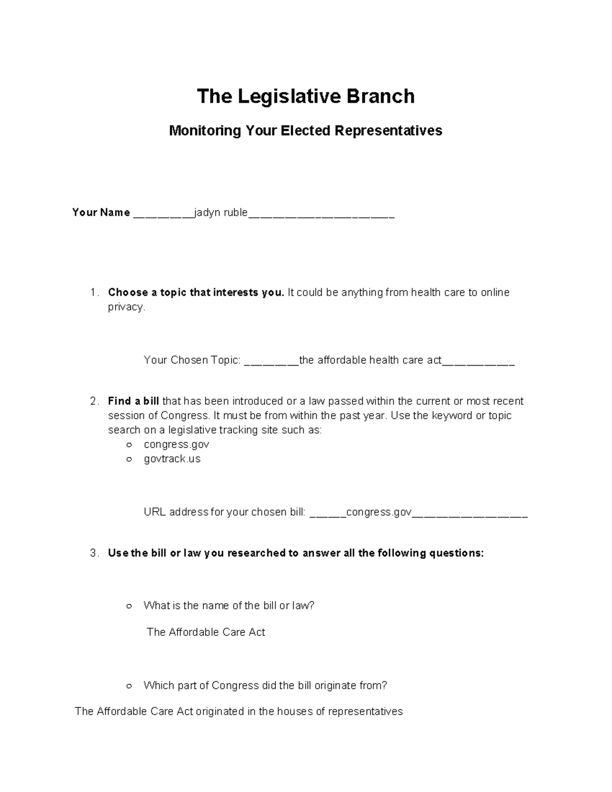 2.02 US GOV V23 Assignmetn Template - The Legislative Branch Monitoring ...