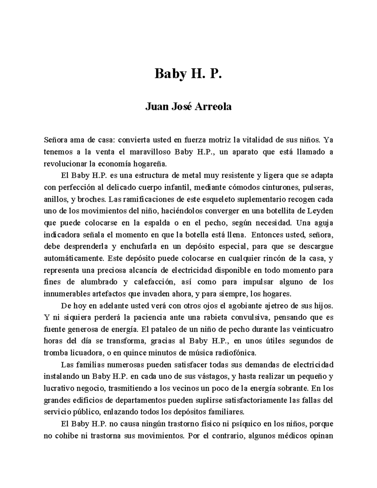 BABY HP - Trabajo marketing - Baby H. P. Juan José Arreola Señora ama ...
