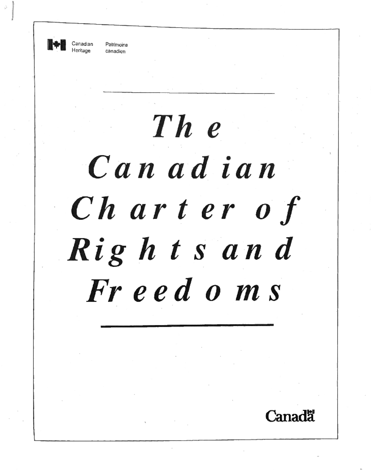Charter of Rights and Freedoms - Studocu