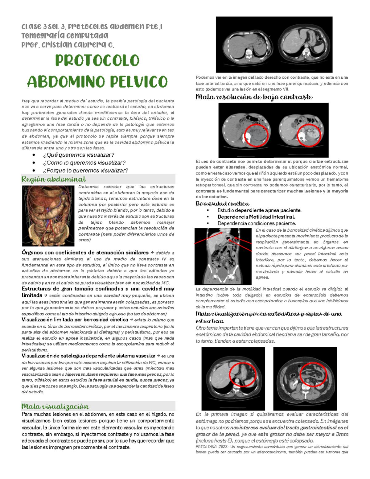 Protocolo Abdomen pte 1 - Clase 3 sol 3, protocolos abdomen pte. Tomografía computada Prof ...