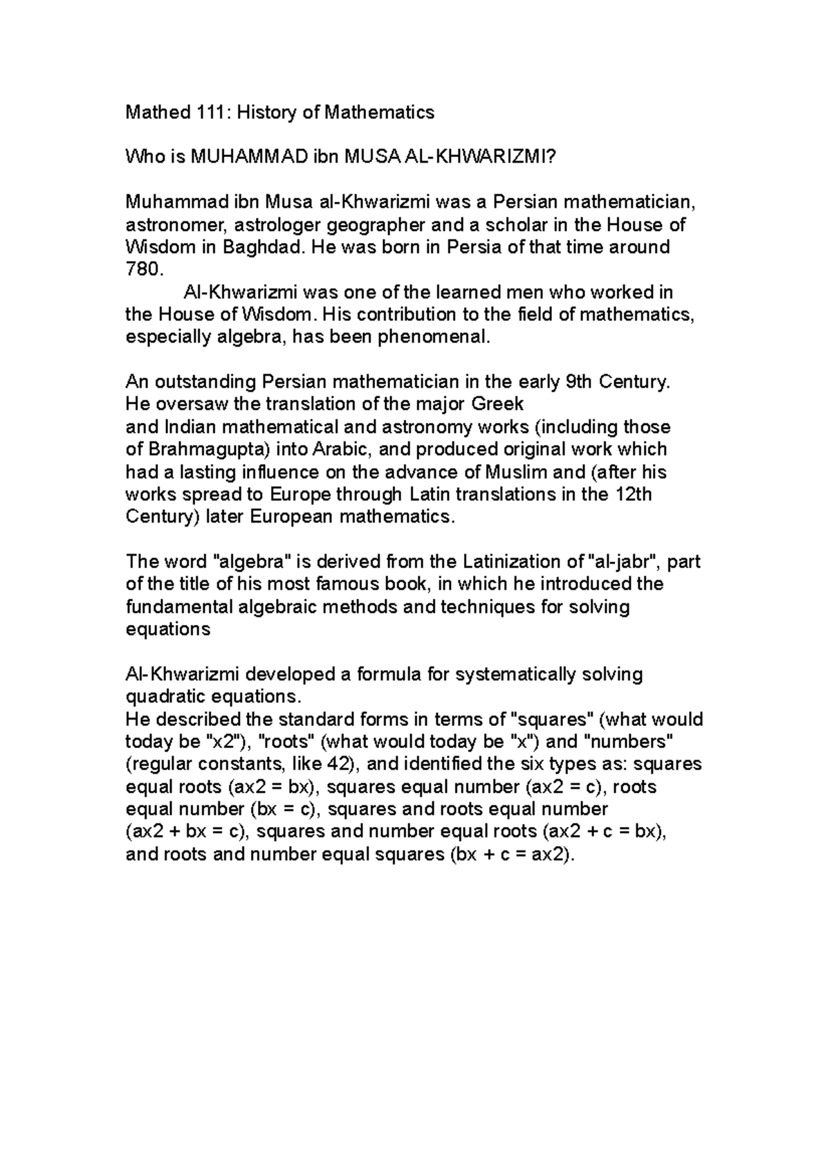 Mathed 111-Muhhamad - This is assignments in mathematics in the modern world - Mathed 111 ...