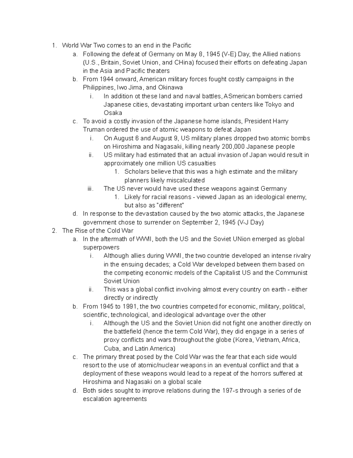 The End of World War II and the Early Cold War lecture 12 1 - World War ...