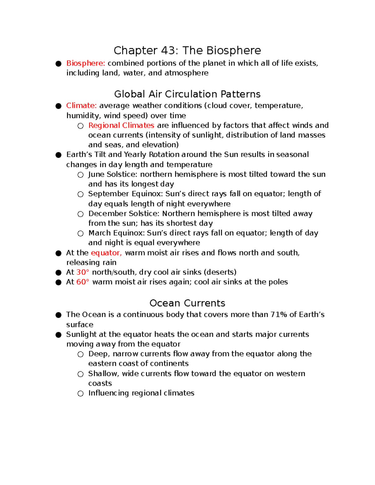 BIOL 101 Module 6 Notes The Biosphere - Chapter 43: The Biosphere ...