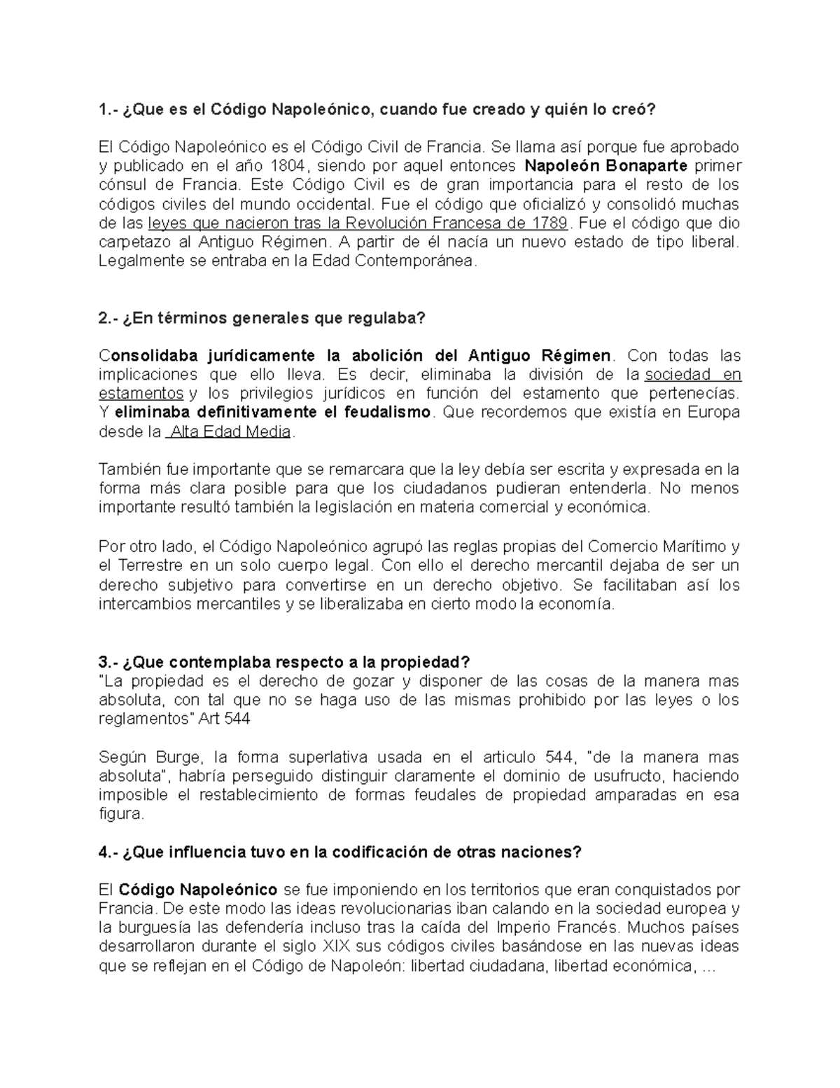 USO DE LA TIERRA - 1.- ¿Que es el Código Napoleónico, cuando fue creado ...