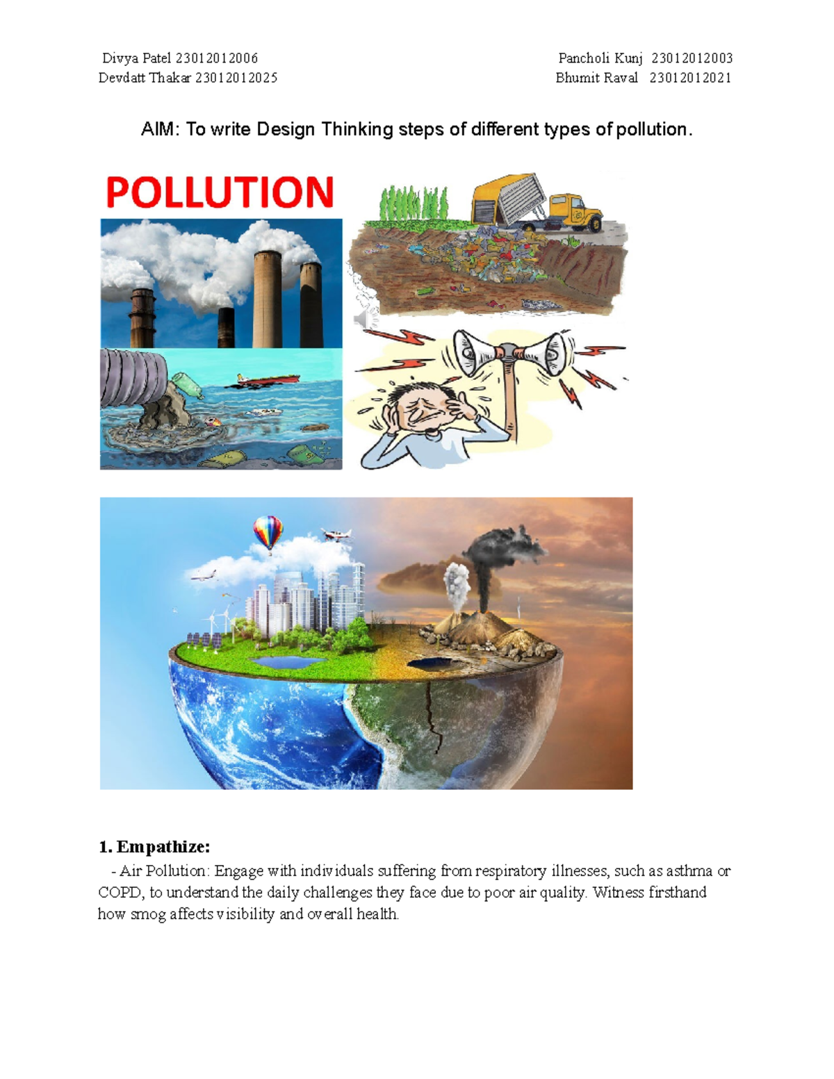 Design Thinking ( types pollution ) - Devdatt Thakar 23012012025 Bhumit ...