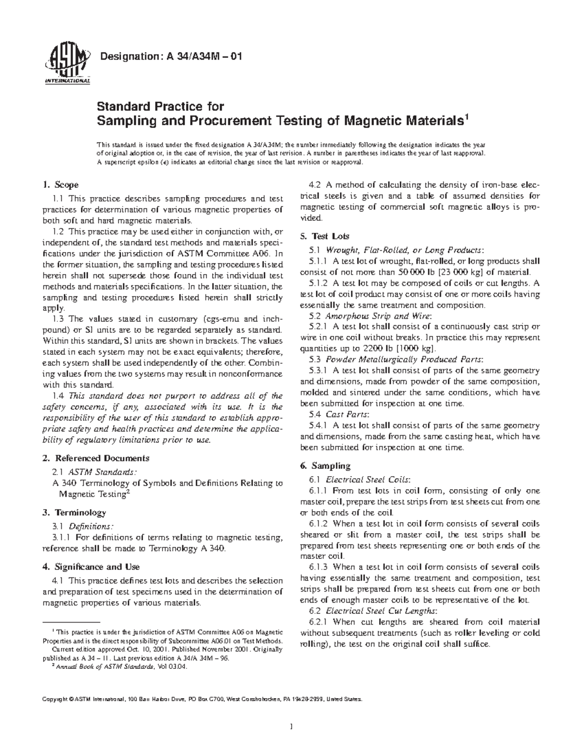 A 34 - A34M - 01 QTM0L0EZNE0 - Designation: A 34/A34M – 01 Standard ...