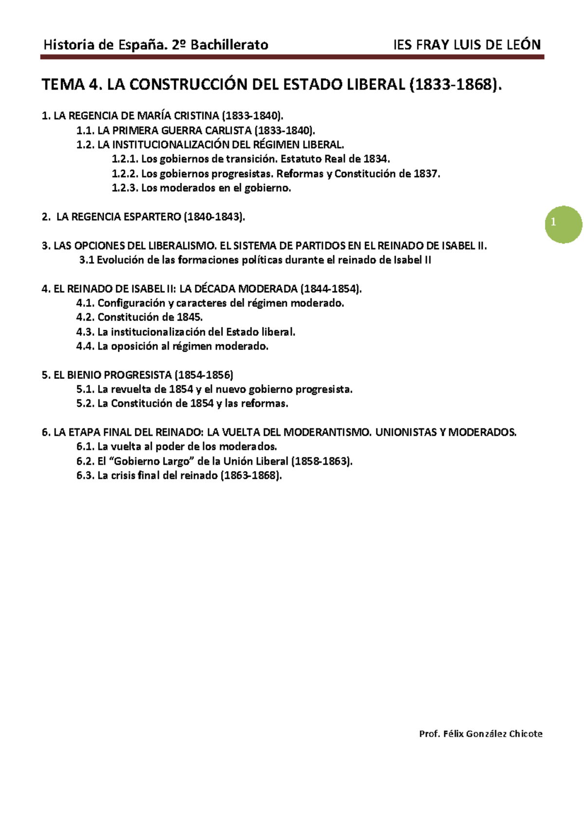 23303108 Tema 4 La Construccion Del Estado Liberal 1833 1868 - 1 TEMA 4. LA CONSTRUCCIÓN DEL ...