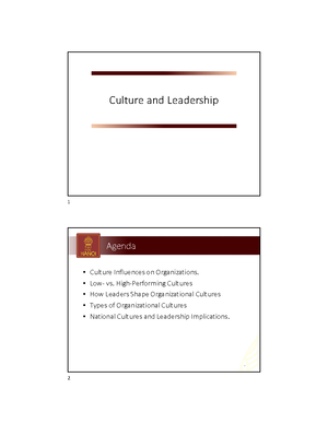 Leadership Lecture 3 Slides - Lecture 3 Skill Approach to Leadership 1 ...