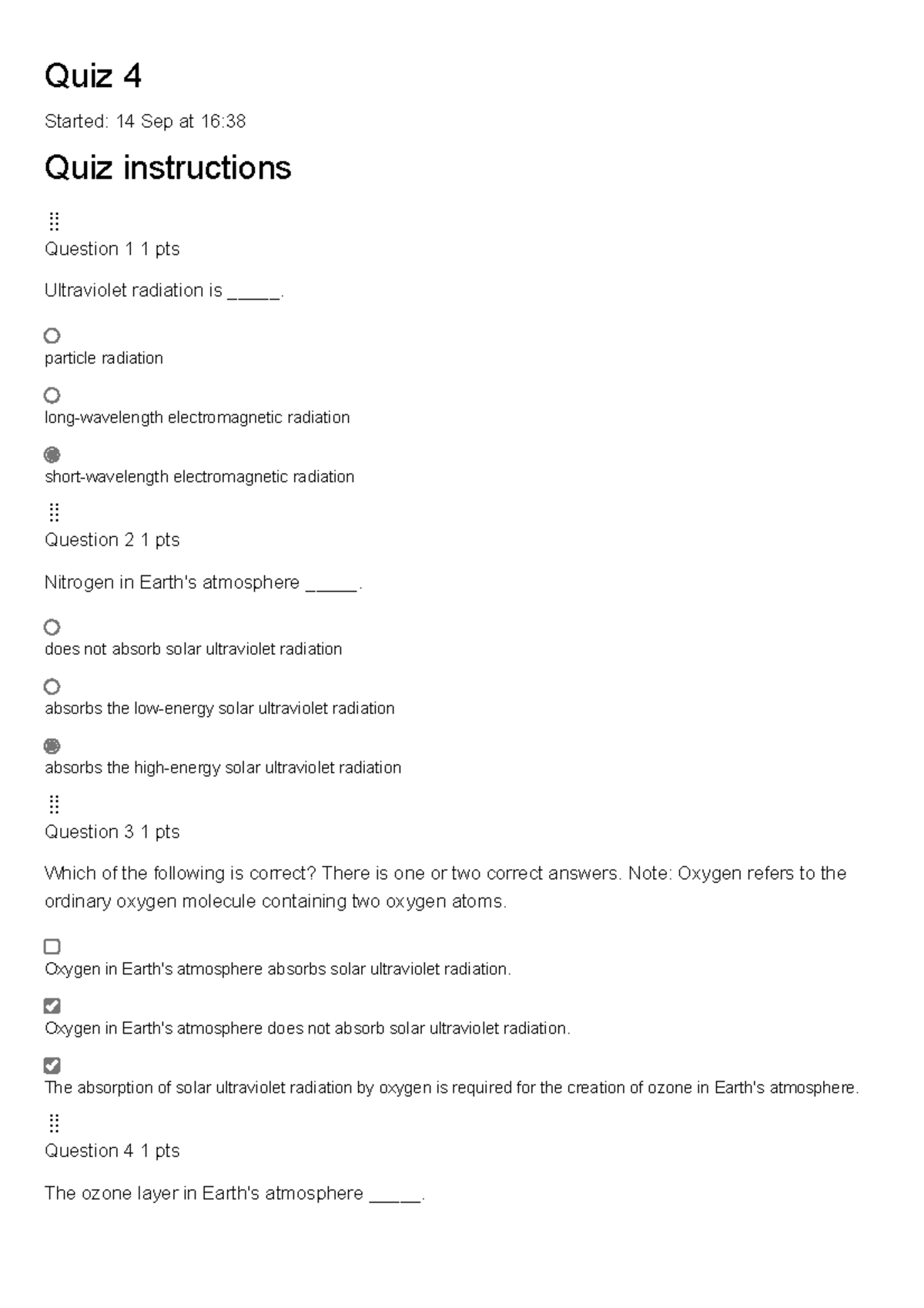 Quiz Quiz 4 - quiz - Quiz 4 Started: 14 Sep at 16: Quiz instructions ...