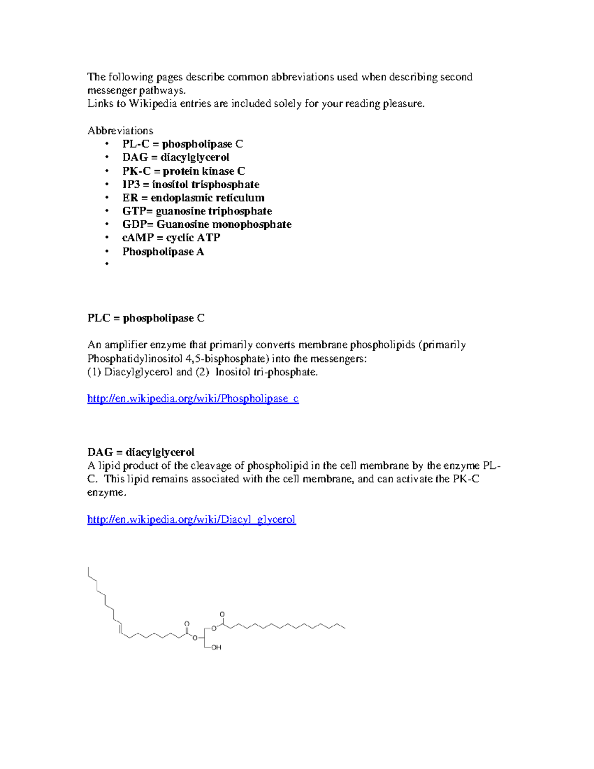 Abbreviations & Notes for Signal Mechanisms (2017 ) - The following ...