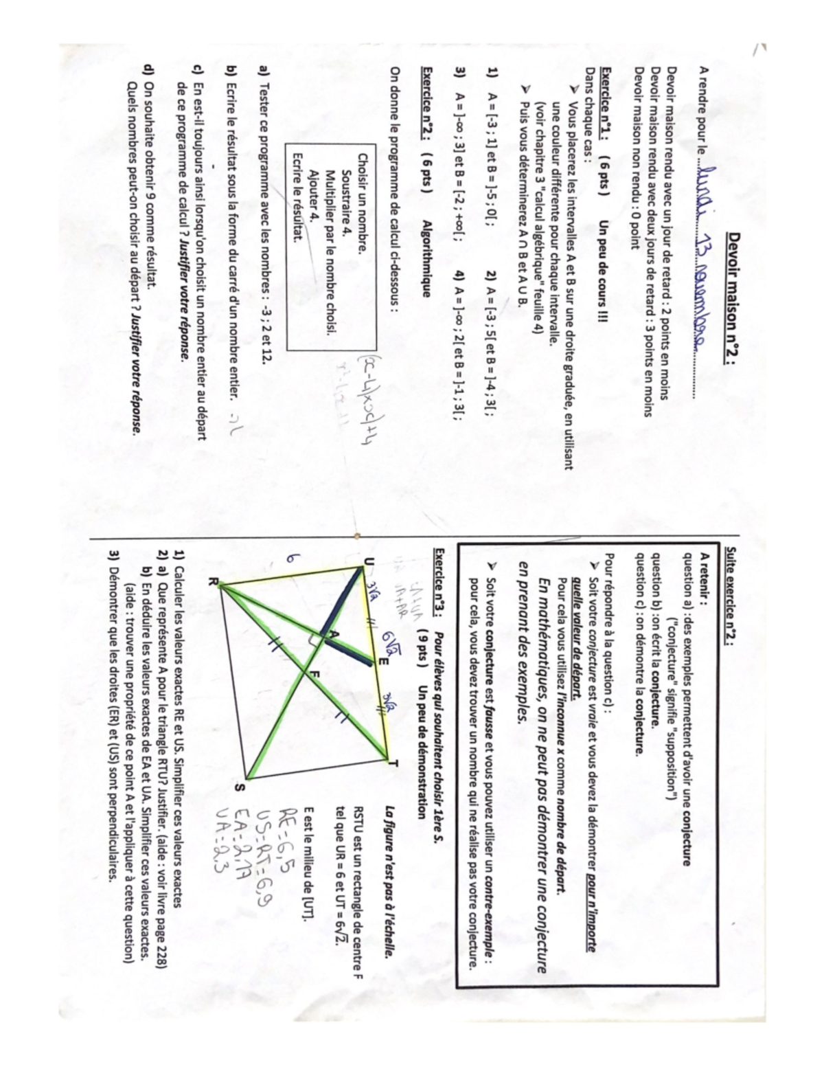 DM maths - intervalles, algorithme - Mathématiques - Studocu