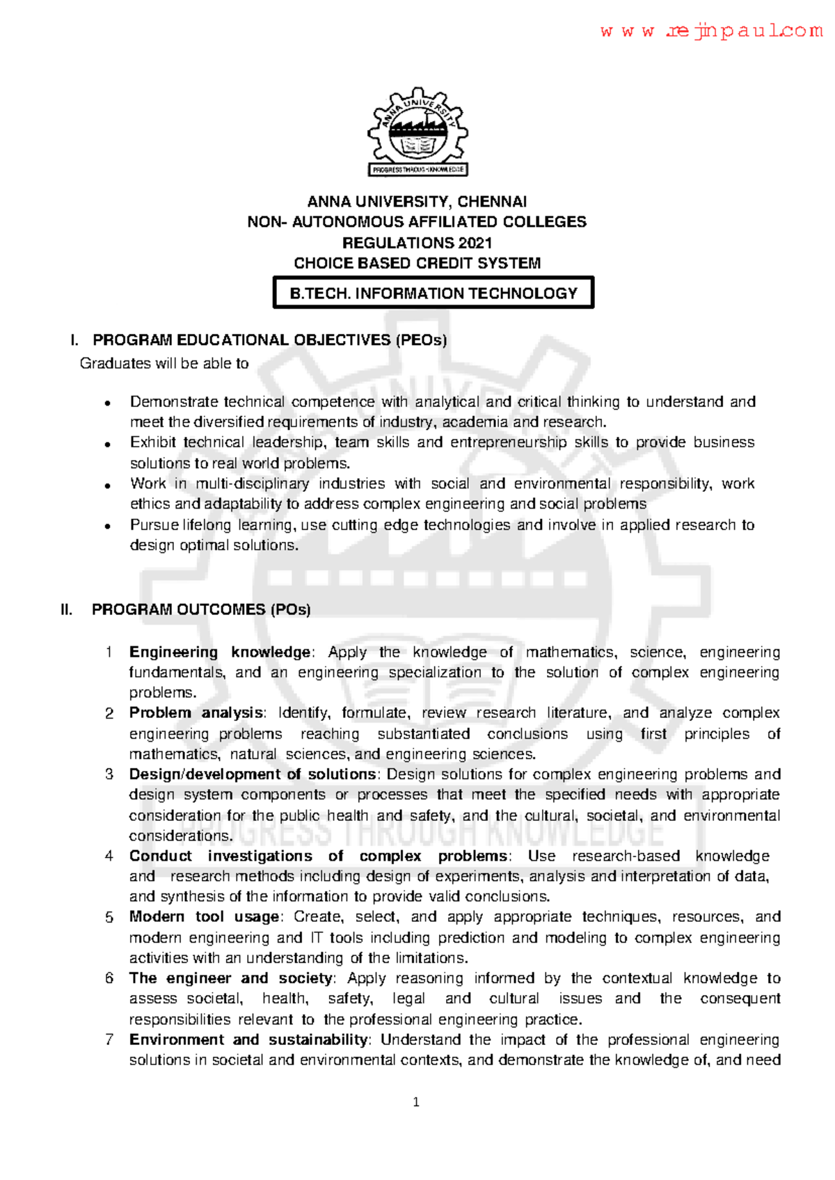 B.Tech.IT 2021 - 2021 regulation syllabus - ANNA UNIVERSITY, CHENNAI ...