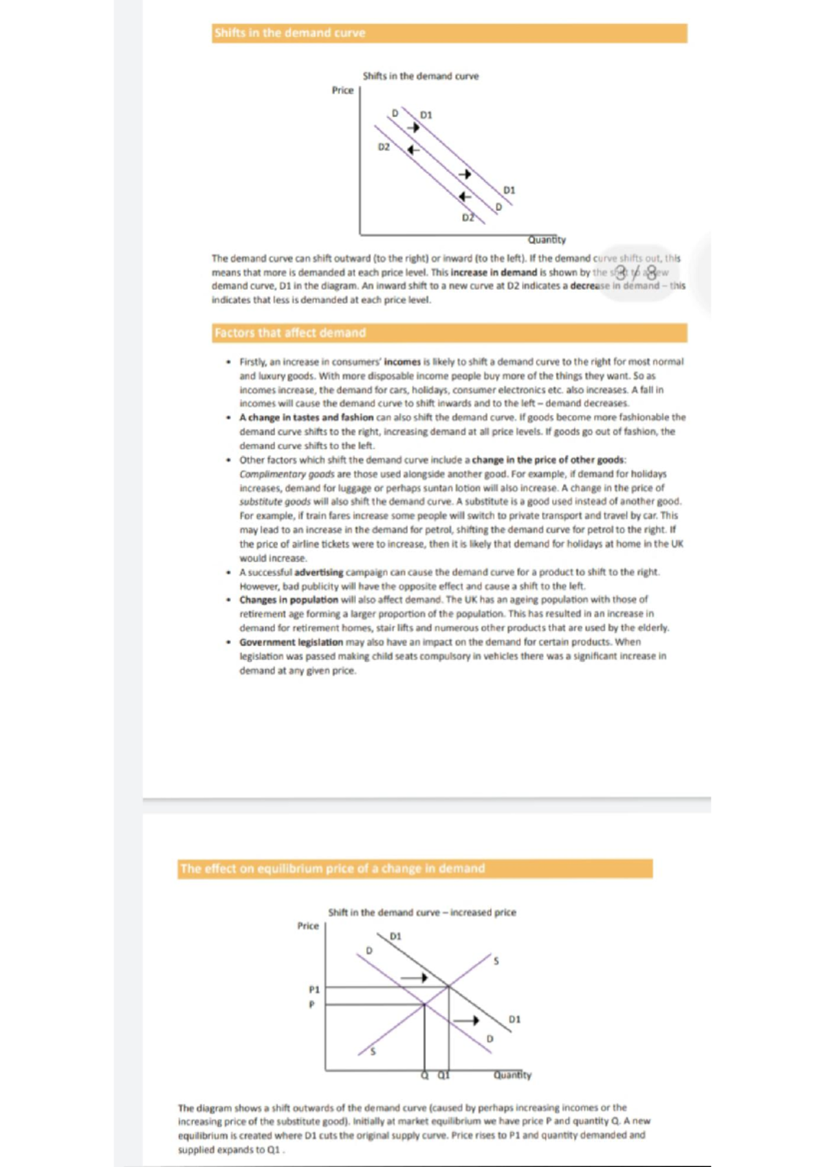 Shift in demand and factors affecting demand - B.A Economics - Studocu
