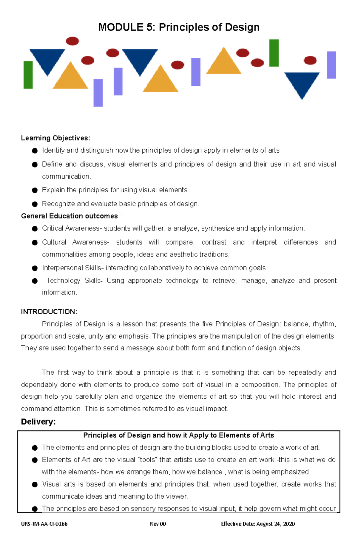 Principles of Design - Lecture notes module 5 - MODULE 5: Principles of ...