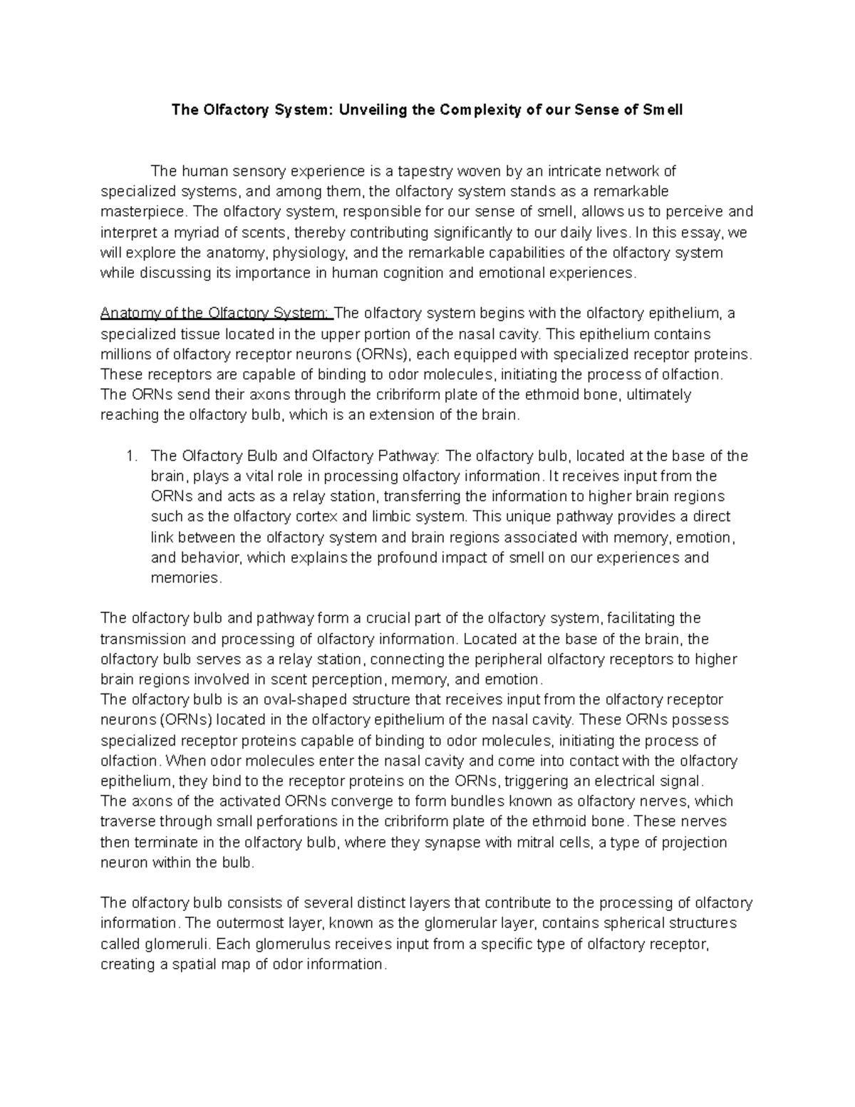 Olfactory System - The olfactory system, responsible for our sense of ...