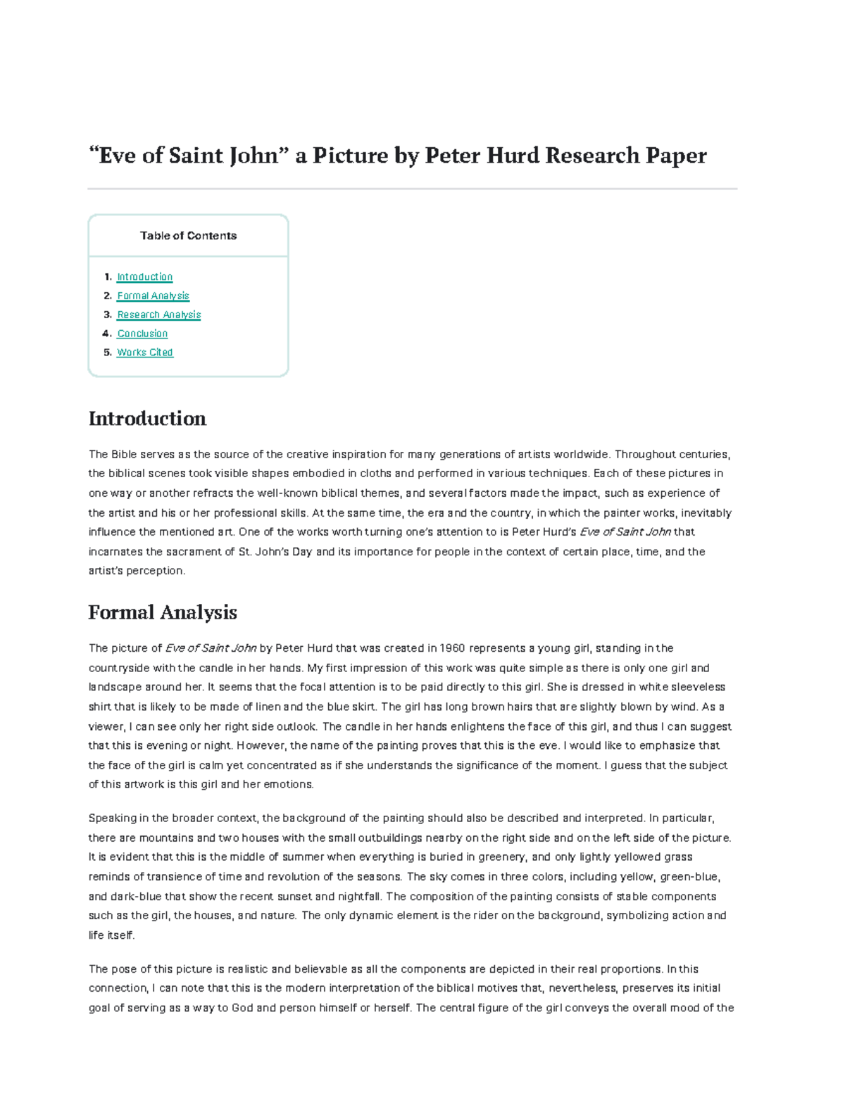 Eve of Saint John a Picture by Peter Hurd - 1934 Words Rese - “Eve of ...