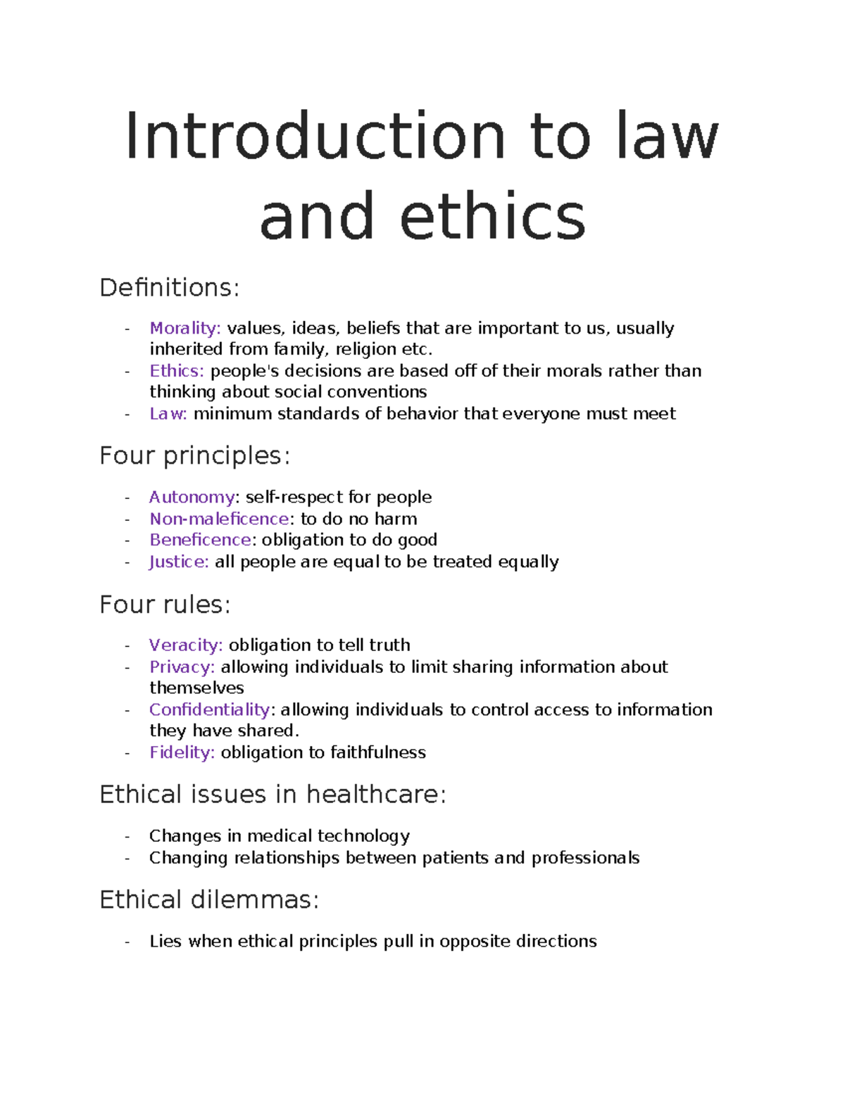 Introduction to law and ethics - Introduction to law and ethics ...