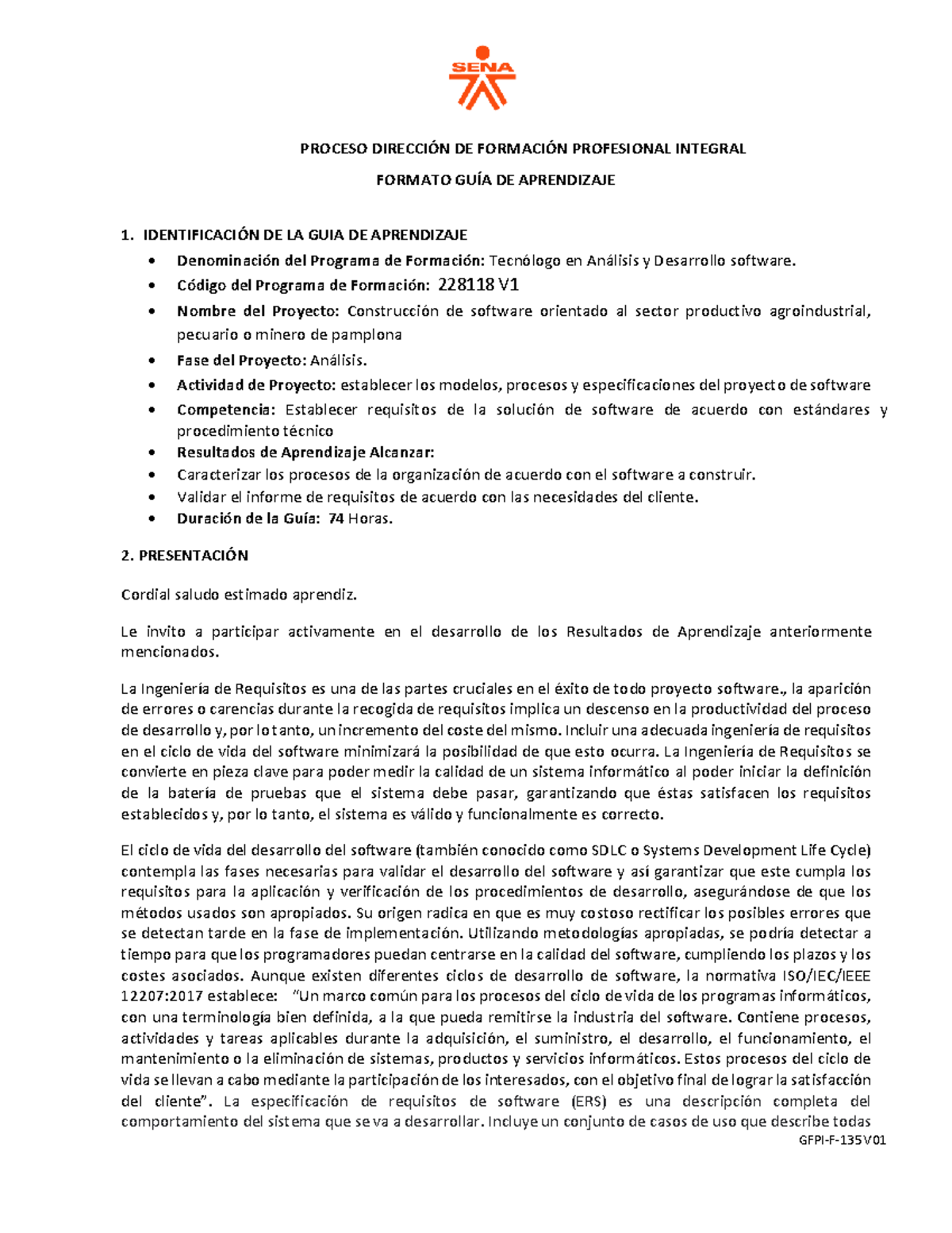 GUIA DE Aprendizaje Requisitos Solucion DE Software 2 - PROCESO DIRECCI”N DE FORMACI”N ...