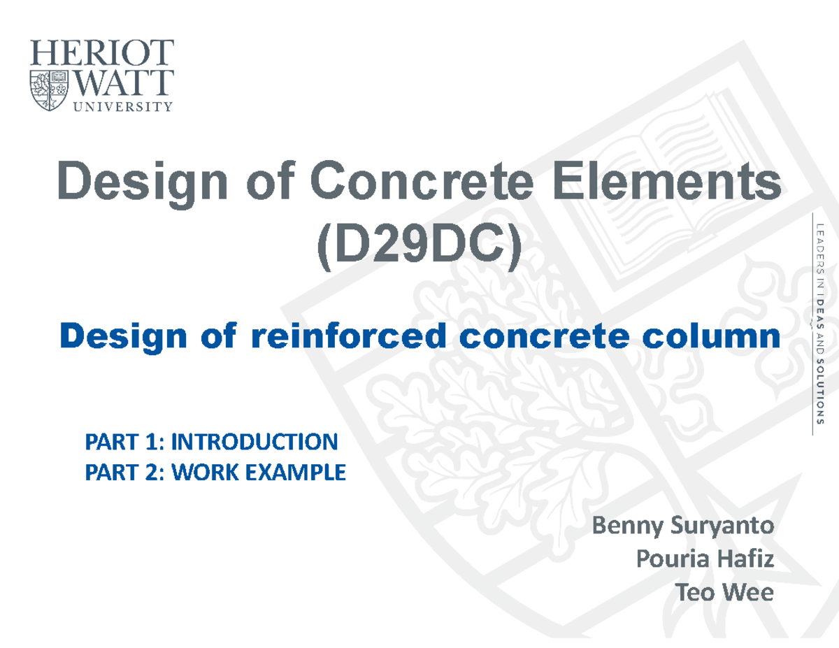 S2 7- Column design and analysis full solution - Design of Concrete Elements (D29DC) Benny ...
