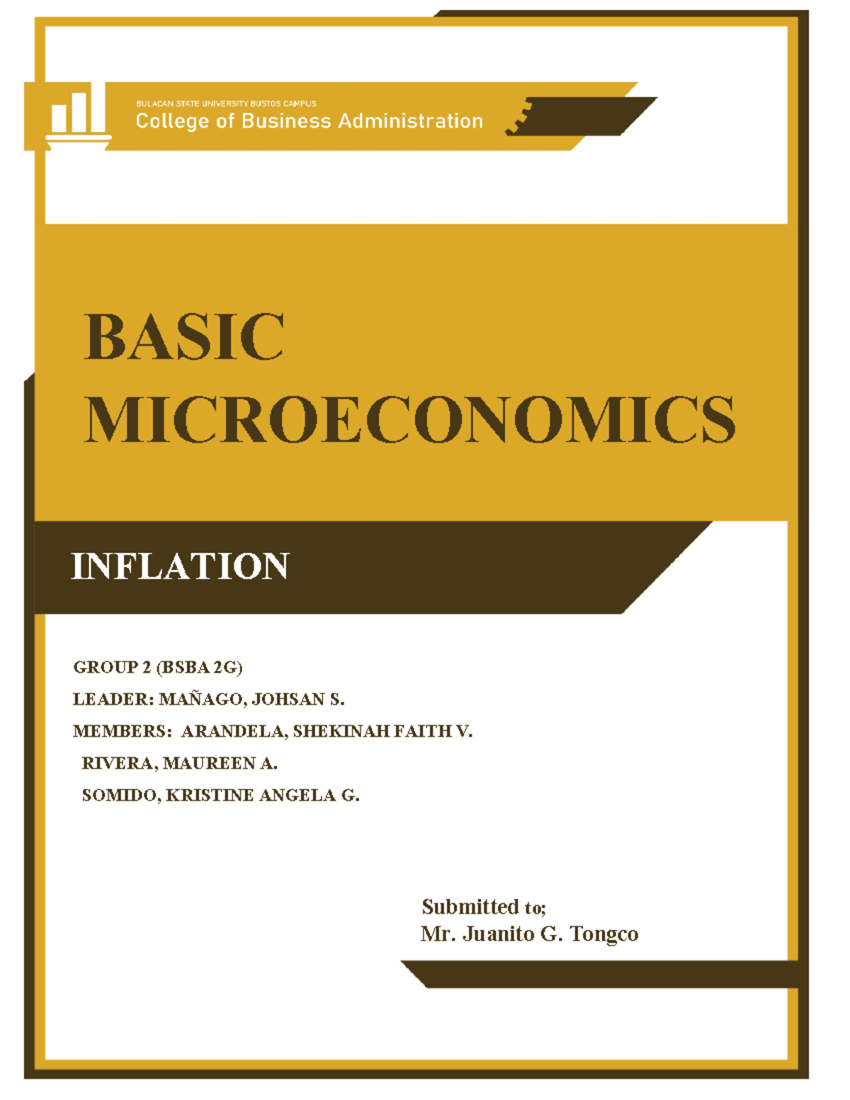 Basic Microeconomics report (Inflation) - 28 , November 2023 Submitted ...