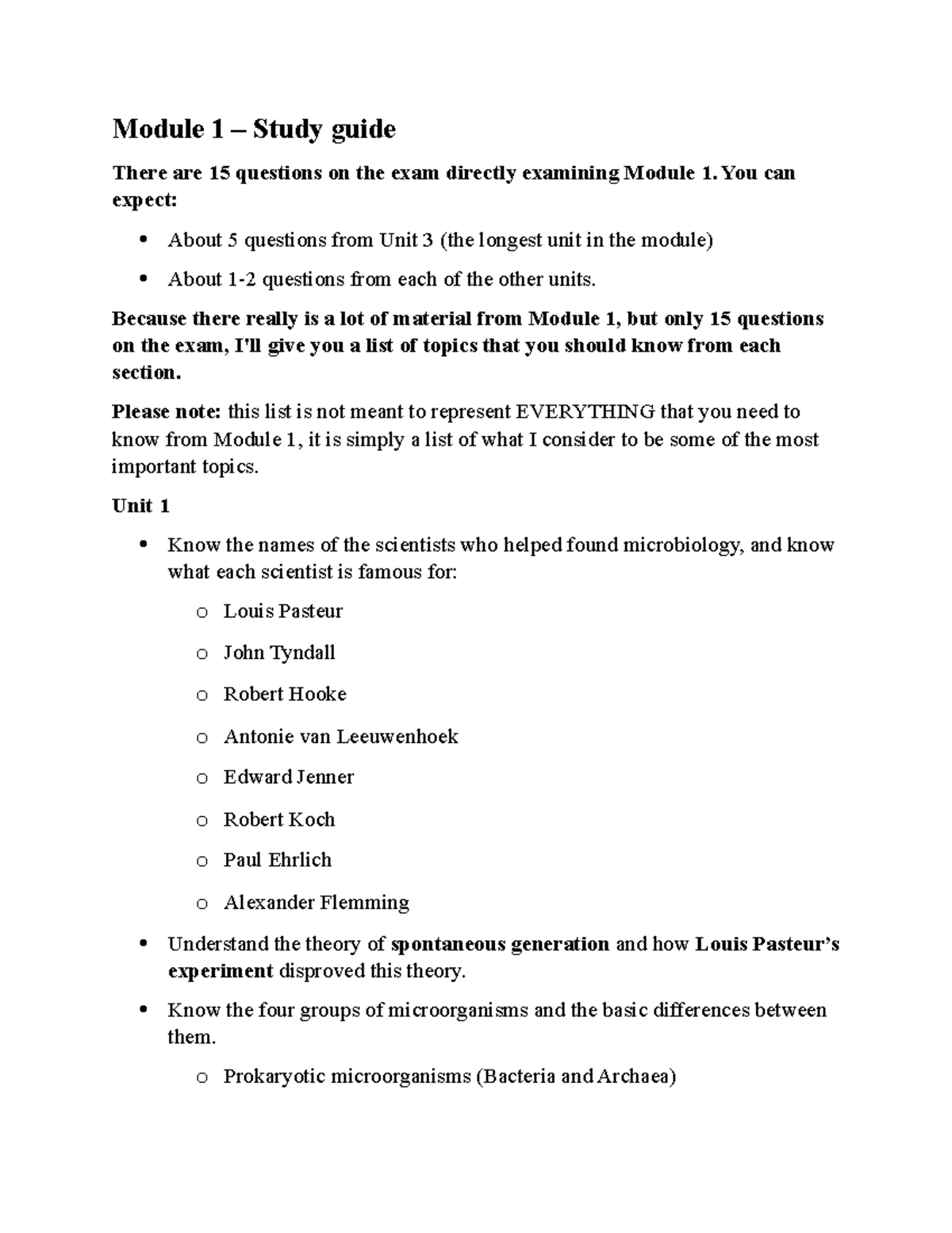 Study guide module 1 - Module 1 – Study guide There are 15 questions on ...