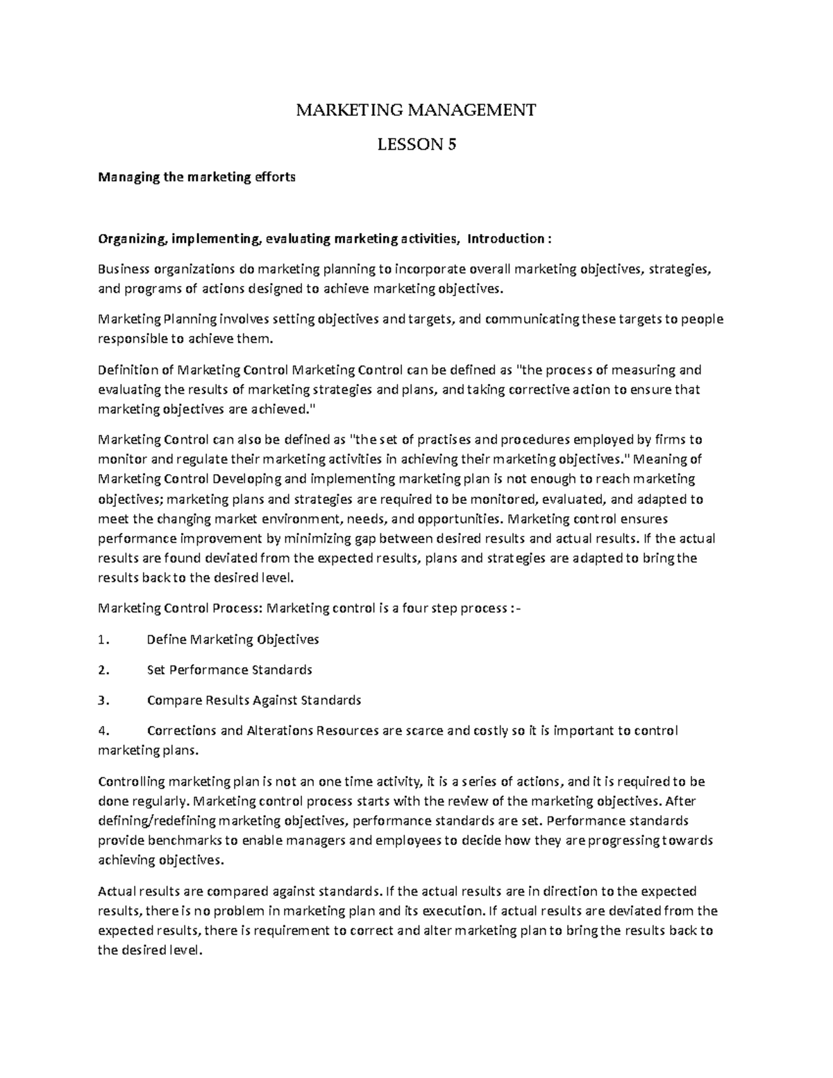 Marketing Management - Lesson 5 - MARKETING MANAGEMENT LESSON 5 ...