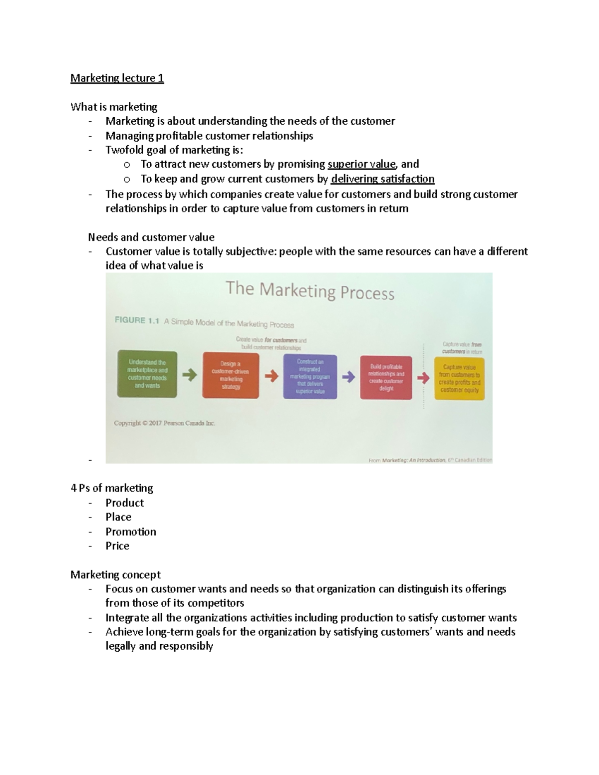 MKT 100 Lecture Notes - Marketing lecture 1 What is marketing ...