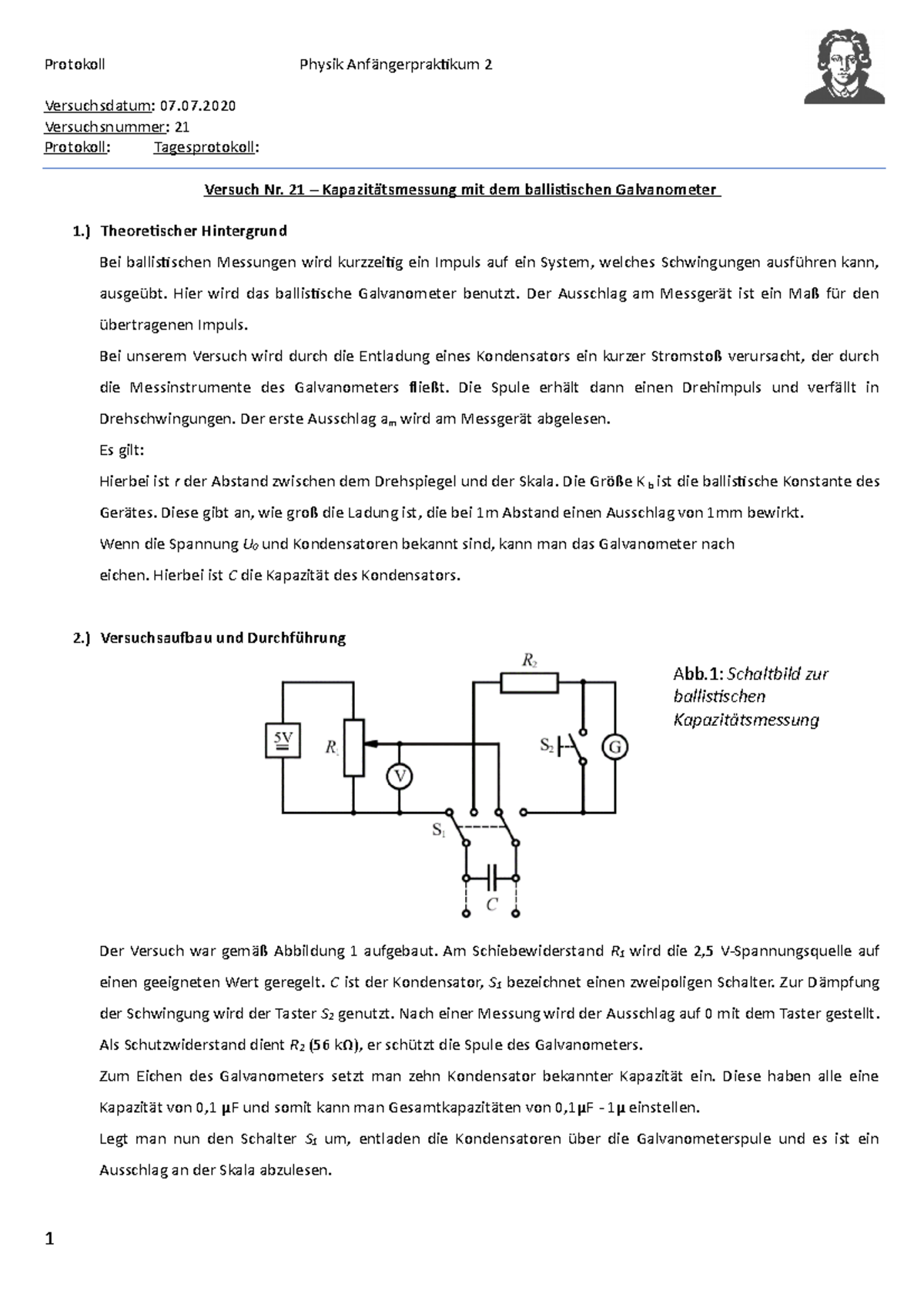 Protokoll 21 Anfängerpraktikum Physik 2 - Protokoll Physik ...