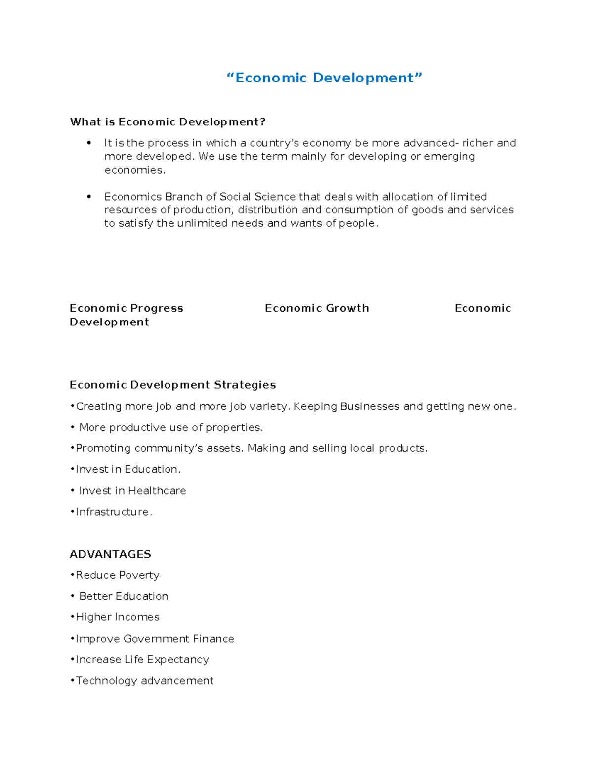 630137637 Economic Development Reviewer docx - “Economic Development ...